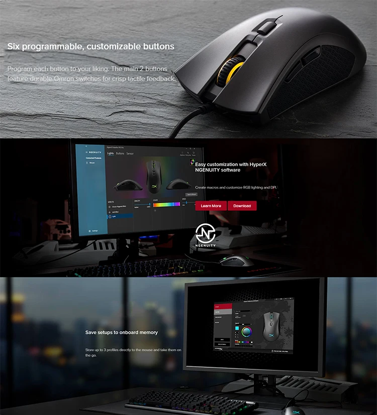 Hyper X Pulsefire Fps Pro Rgb Gaming Mouse 16000 Dpi 6 Programmable ...