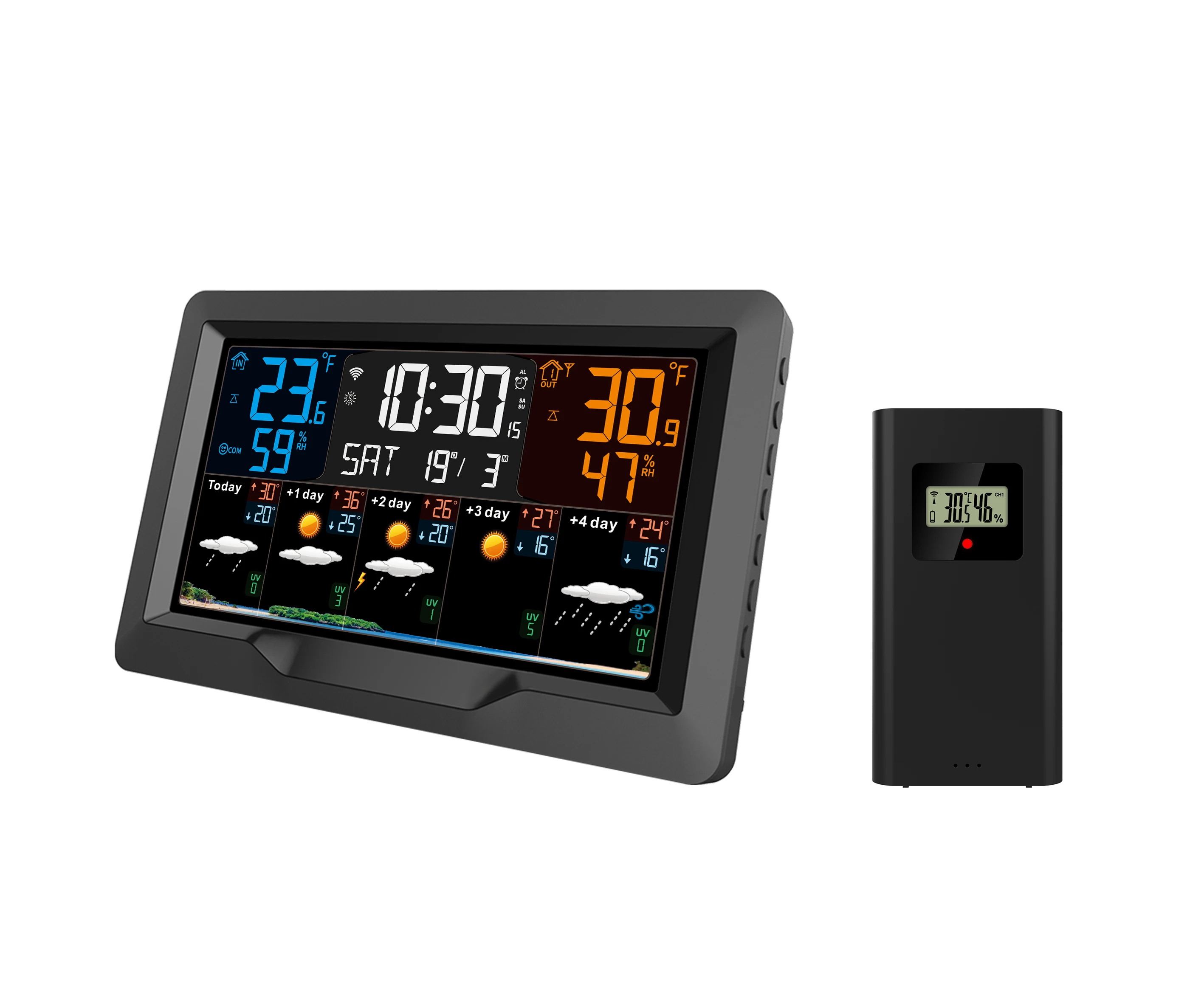 Wifi Tuya Weather Station Portable Thermometer Hygrometer Alarm Clock Temperature Humidity ...