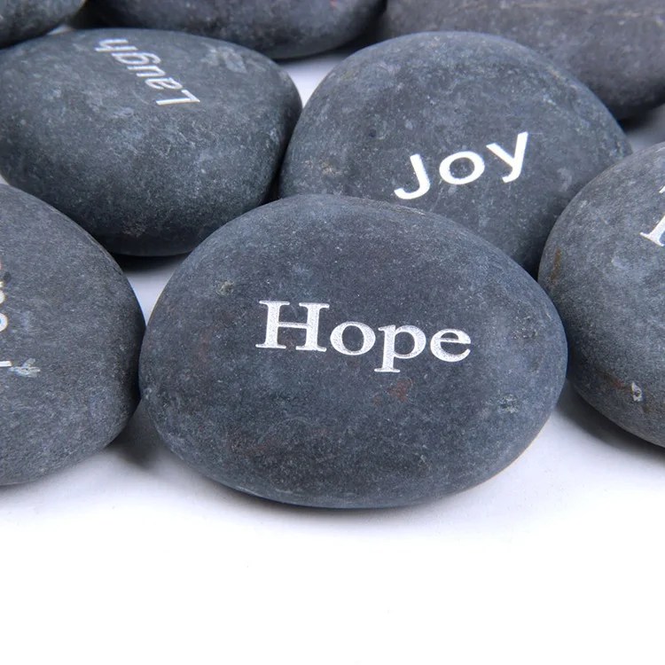 Engraved Black Letter Pebbles - Natural River Stones