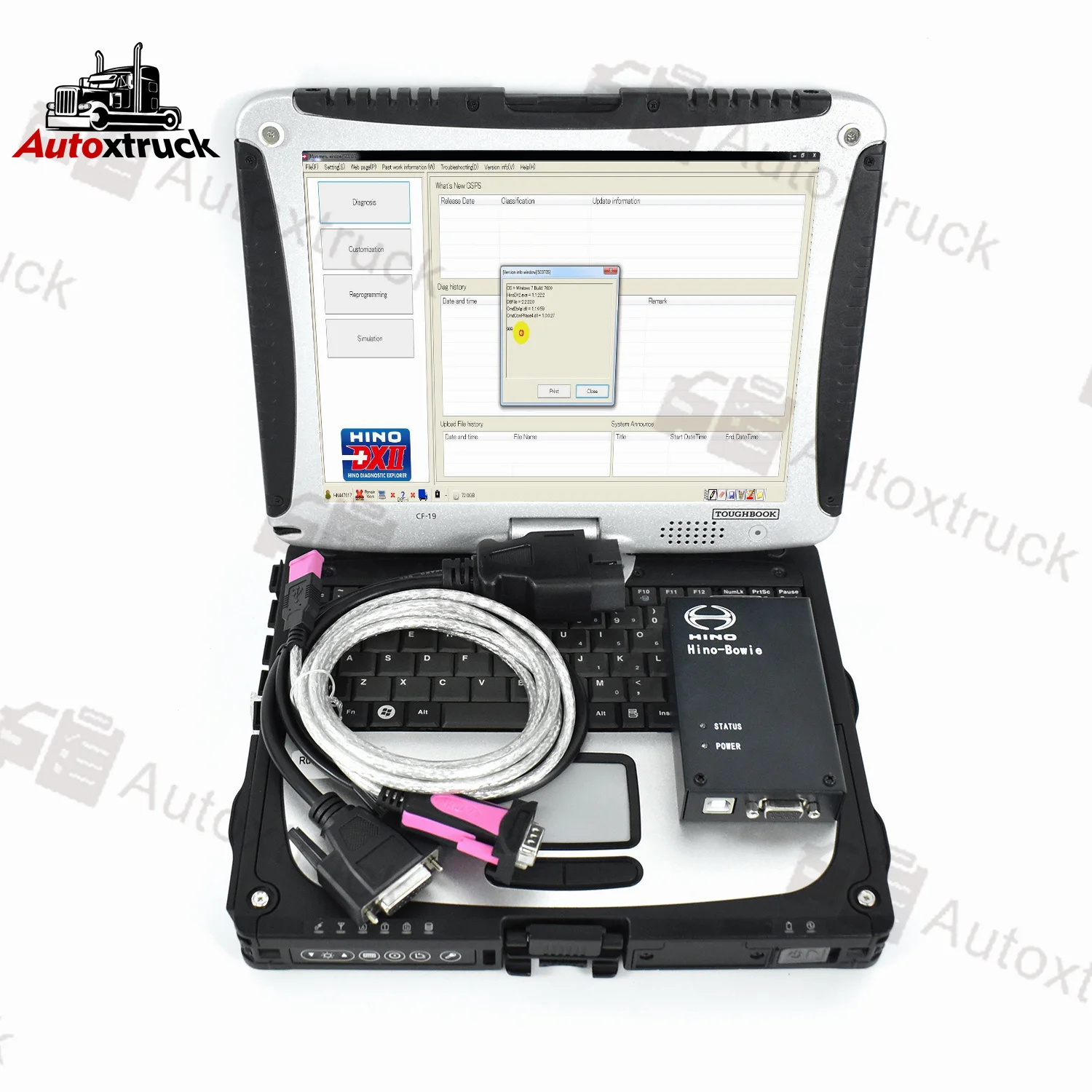 Cf19 Laptop Diesel Engine For Hino Bowie Obd2 Cable 3.16 Hino ...