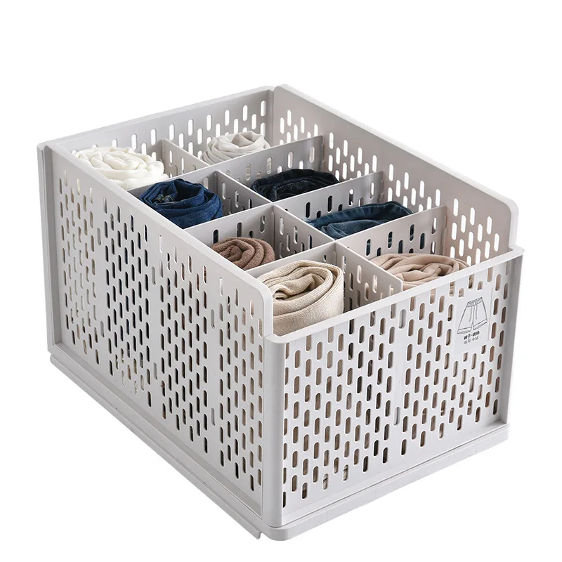 Wardrobe Storage Basket Layered Partition Stacked Clothes Sorting Box ...