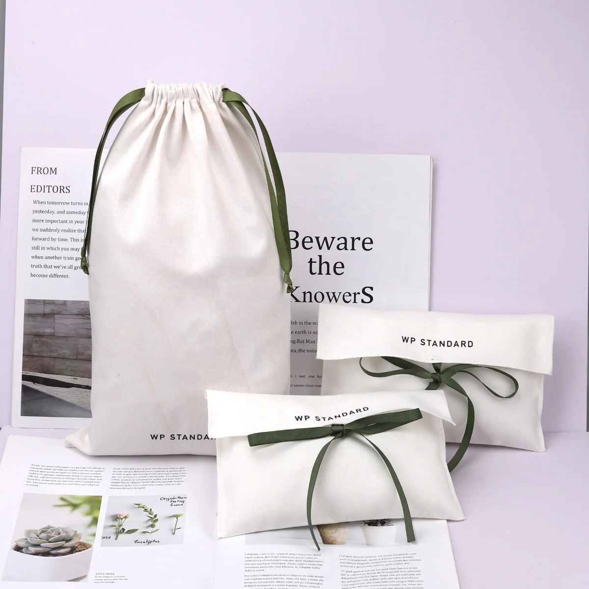 Custom Logo Printed Cotton Twill Envelope Pouch - Eco-friendly