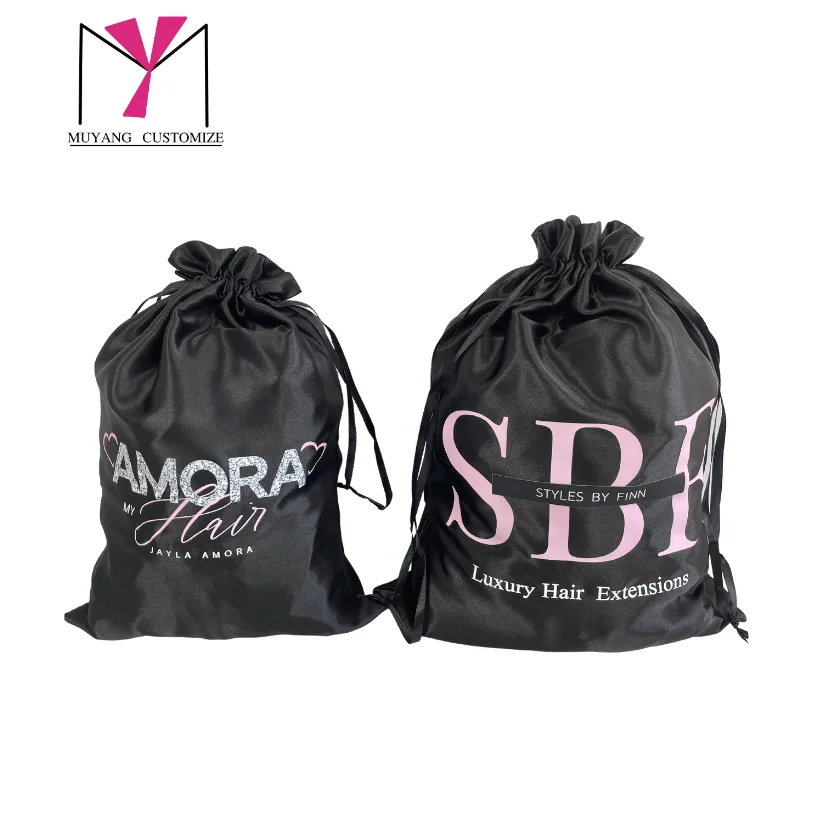 Small Moq Custom Logo Color Printing Satin Hair Bag for Wig and Hair ...