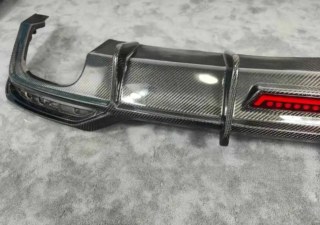 OEM Style Carbon Fiber Rear Diffuser Lip with LED Light for Audi A5 S5