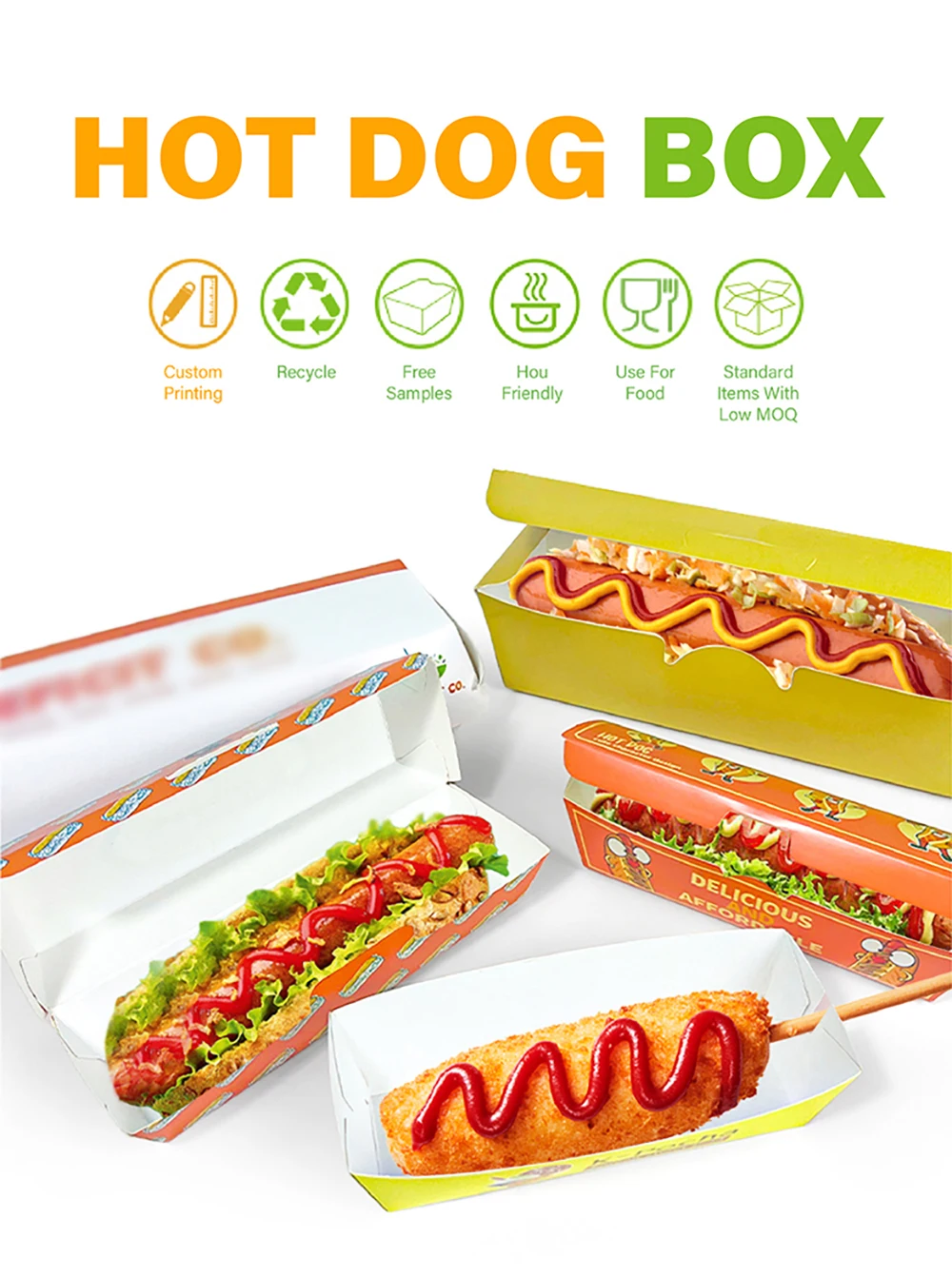 Wholesale Personal Logo Printing Disposable Korean Corn Dog Box