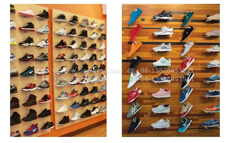 Wall Mounted Shoe Rack Display Stand for Retail Boutique with LED Light ...