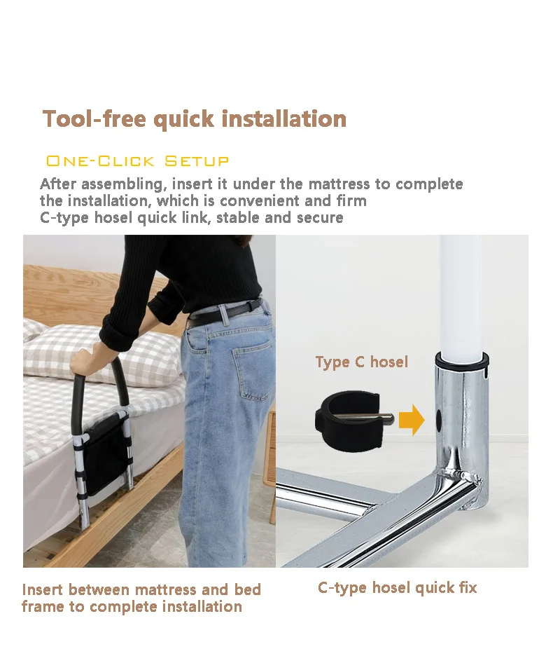 Adjustable Bed Assist Rail Handle And Fall Prevention Safety Hand Guard ...