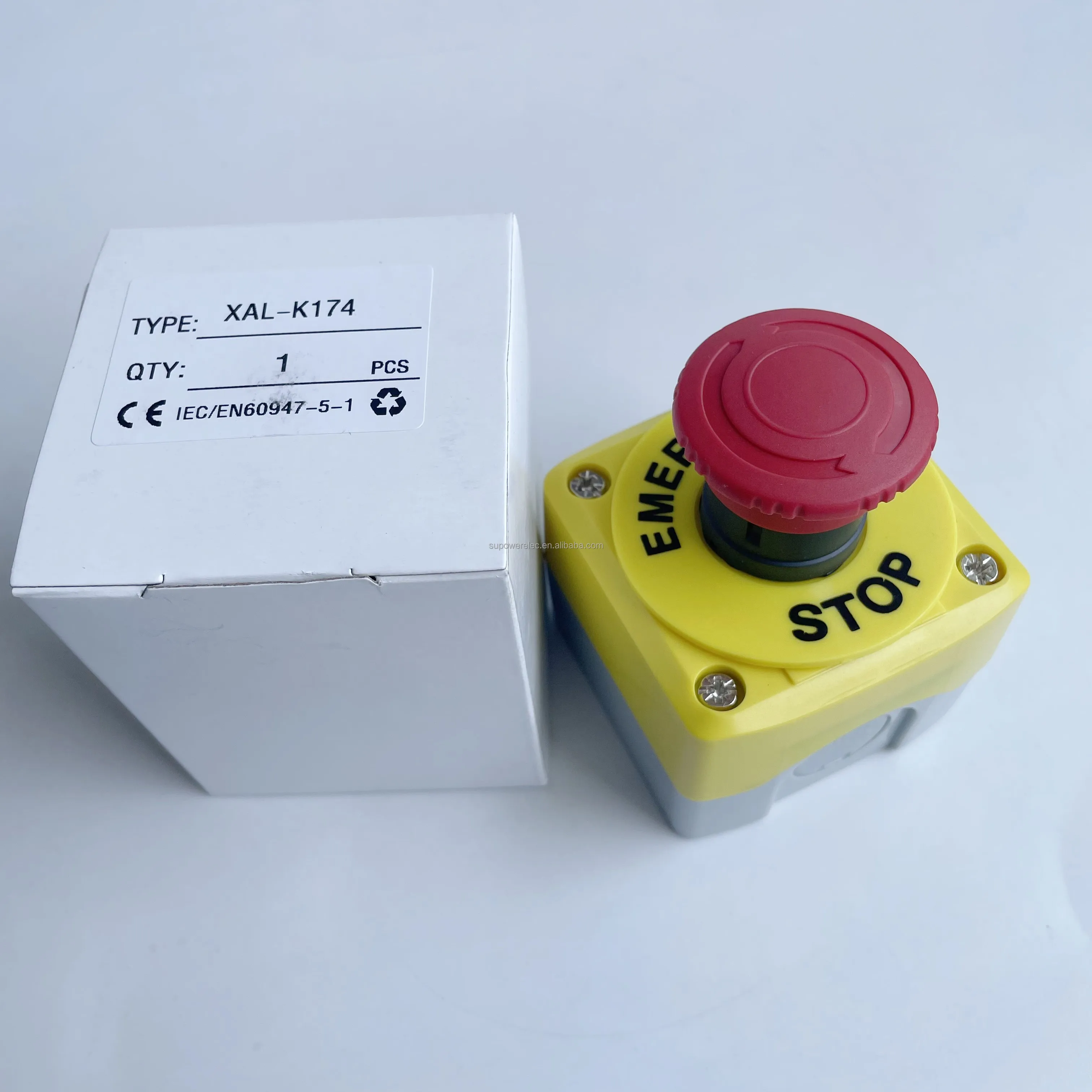 22mm 1NC Emergency Stop Push Button Switch IP65 Supower