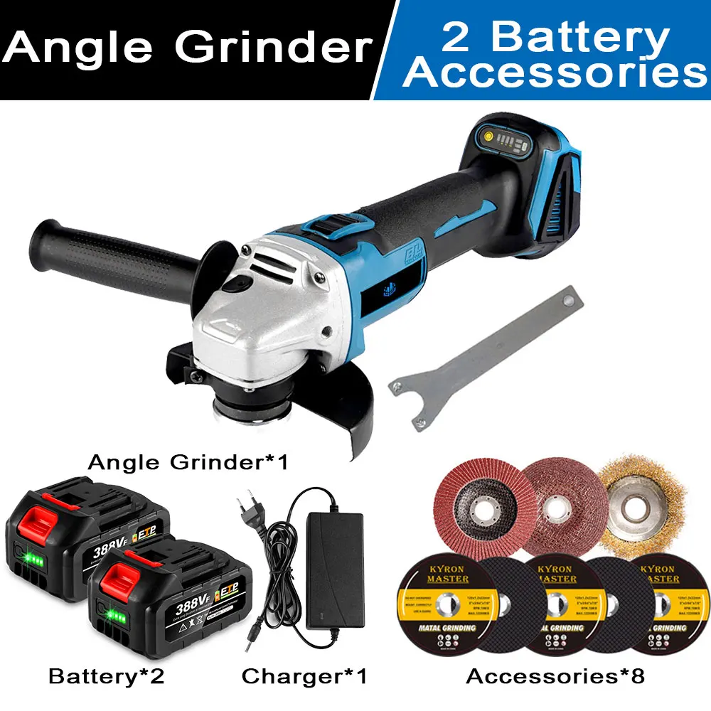 125MM Brushless Electric Angle Grinder - 4 Speed Cutting Tool