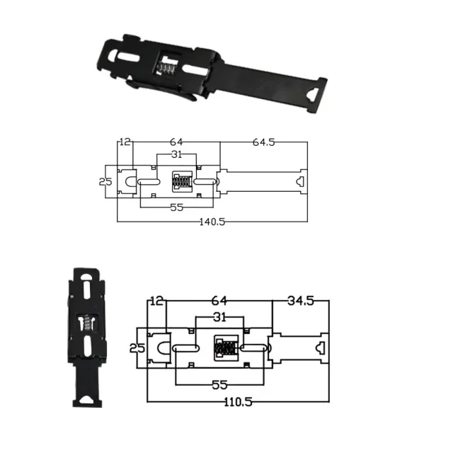 Steel Spring Loaded DIN Guided Rail Buckle - 35MM Relay Clip