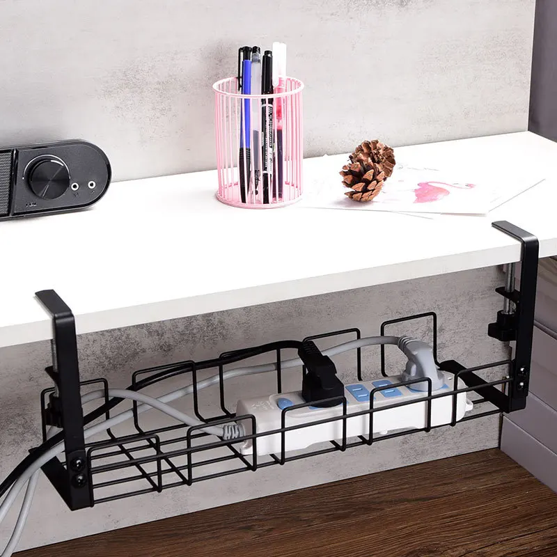 No Drilling Extendable Under Desk Cable Management Metal Tray With ...