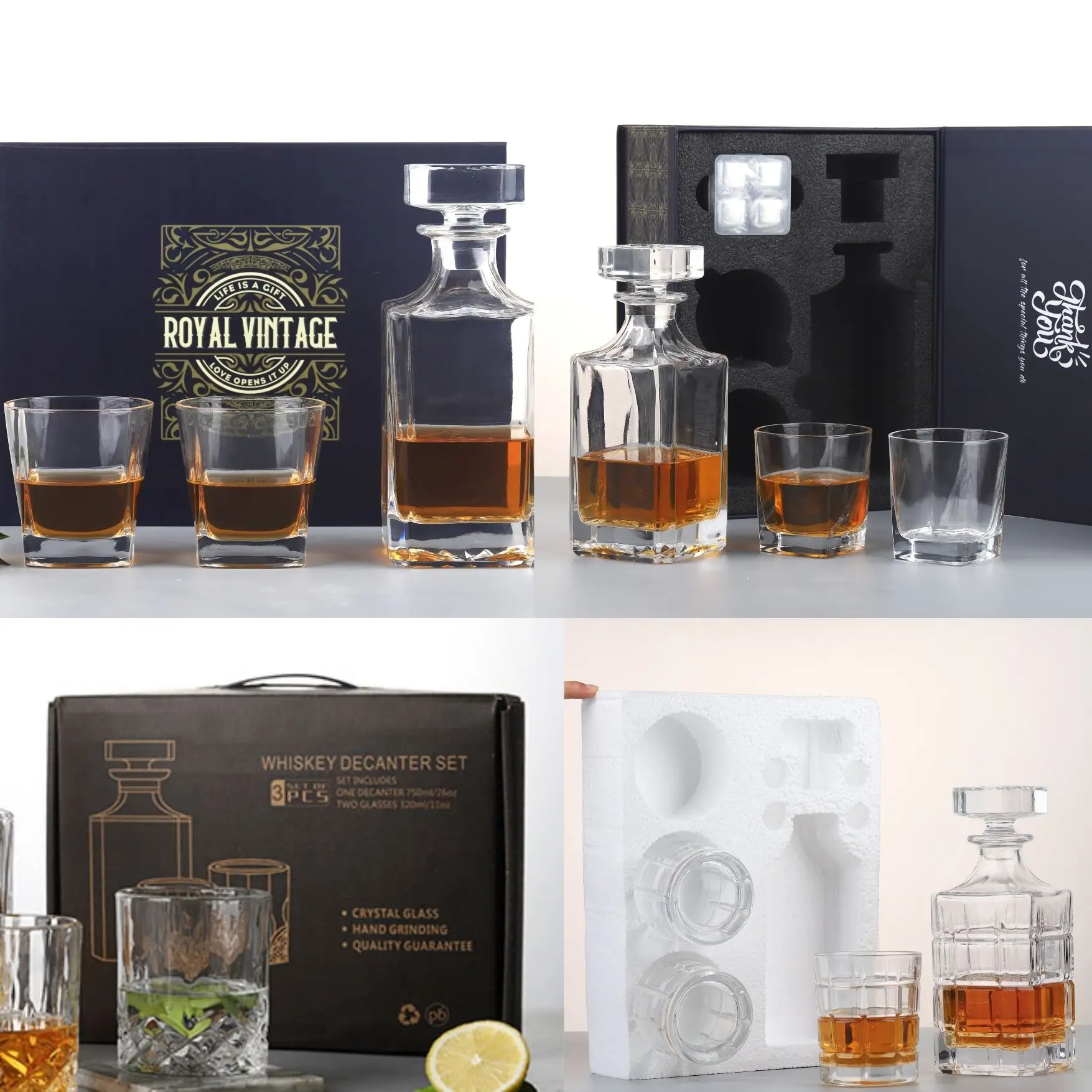 Wholesale Custom Whiskey Glass Set Unique Glass Whiskey Bottles With ...