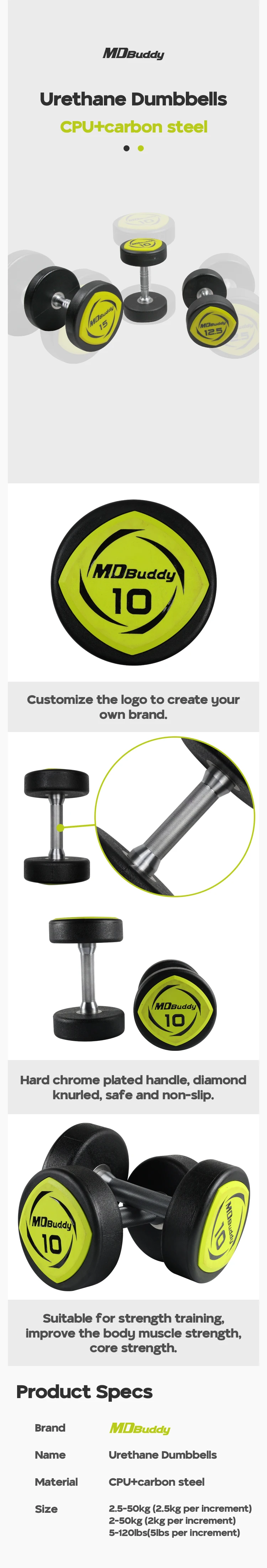 Mdbuddy Custom Strength Training Free Weights Urethane Dumbbells Pu ...