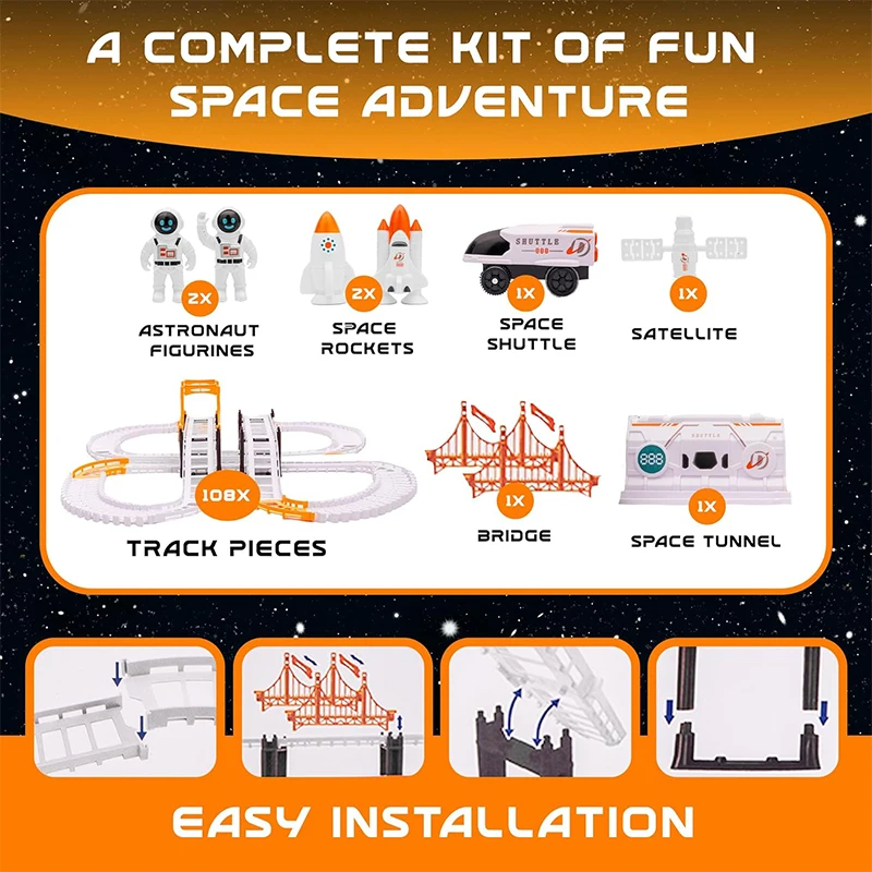 Diy Assembly Railway Model Electric Rail Cars Toys Satellite Astronaut ...