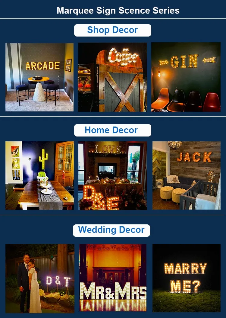 Customized Galvanized Sheet 4ft Marquee Letters LED Light up Signs