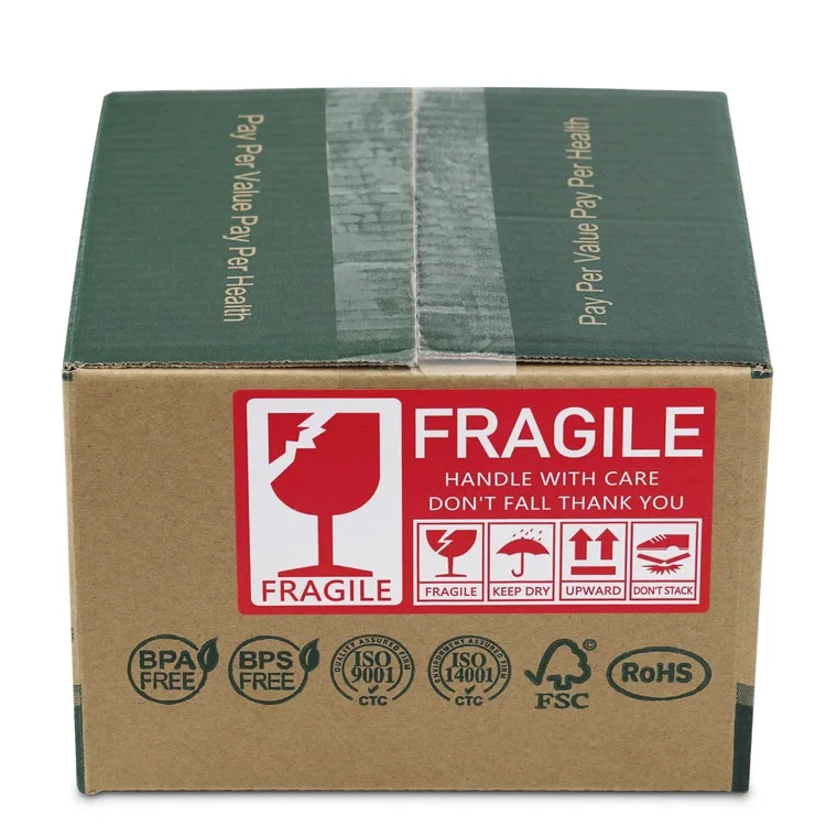 Rectangle Fragile Product Label Express Outer Box Warning Sticker ...