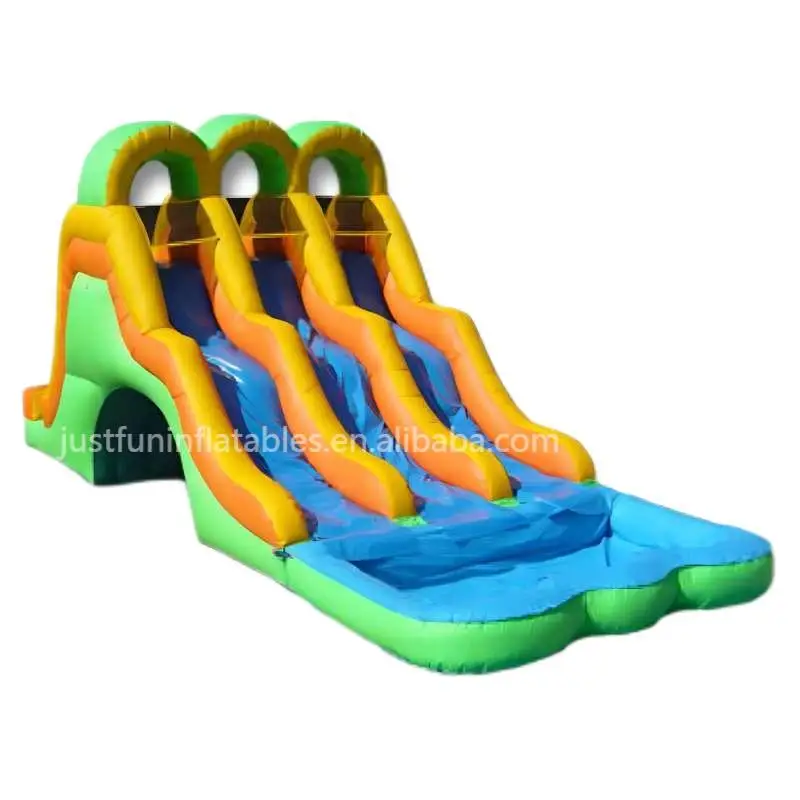 Commercial Triple Lane Inflatable Water Slides With Pool Inflatable ...