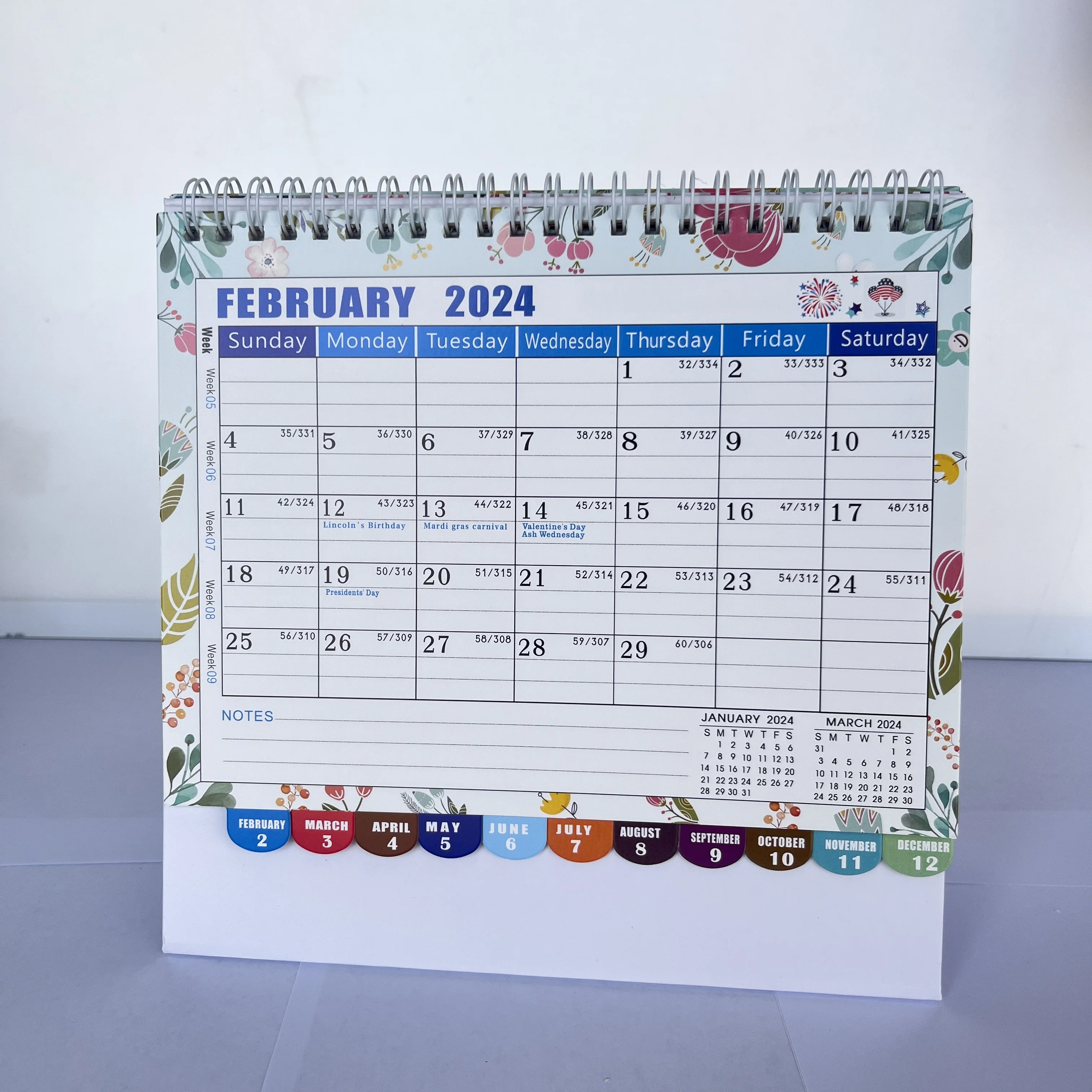 Desk Calendar 2024 - Jan-dec,Standing Flip Desktop Calendar 2024,6.8" X ...