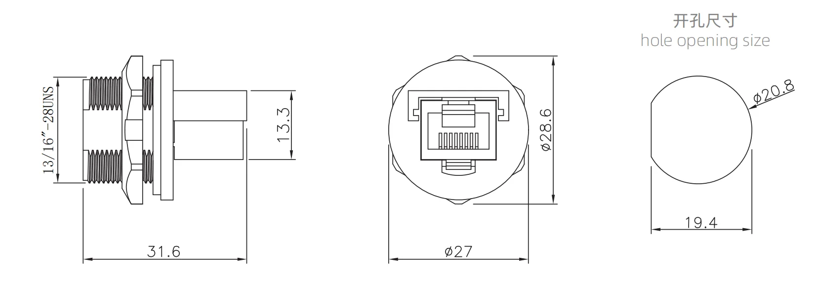 Cazn Ip67 Waterproof Double Rj45 Wall Socket Connector - Oem