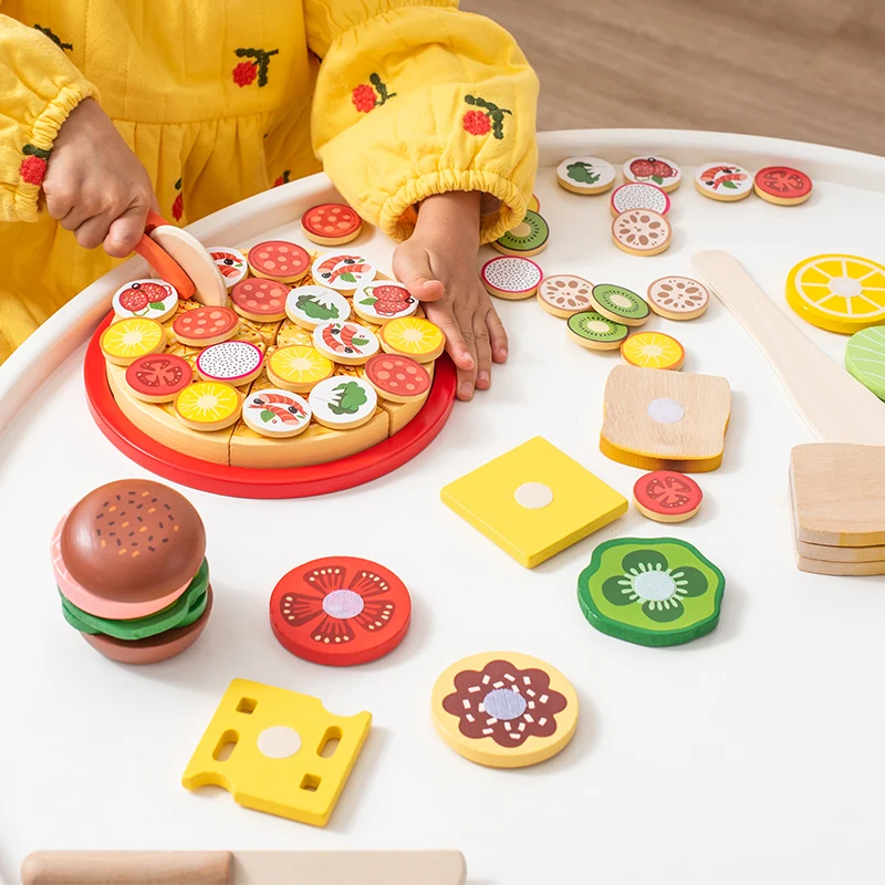 Montessori Wooden Toy Pizza Sets - Educational Fun for Kids