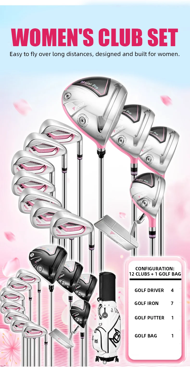 PGM LTG048 women golf clubs complete set pink full golf club set with ...