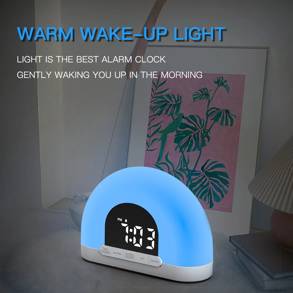 2024 New Color Changing Digital Desk Alarm Clock Smart Sunrise Sunset ...