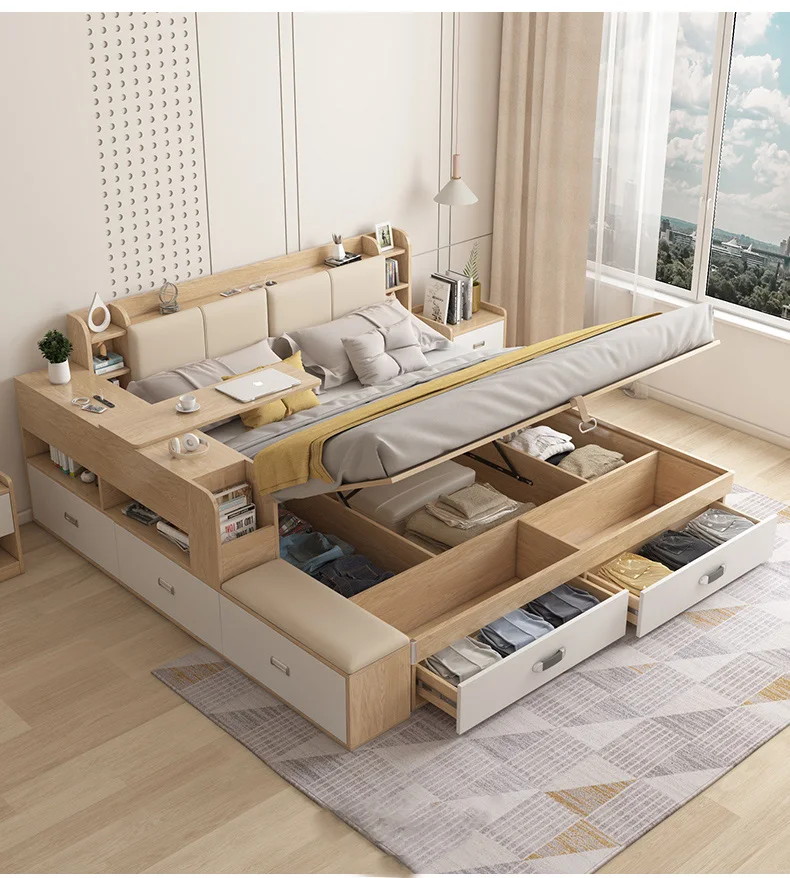 Modern Queen Bedroom Furniture Set - Luxury Murphy Bed Cabinet with ...