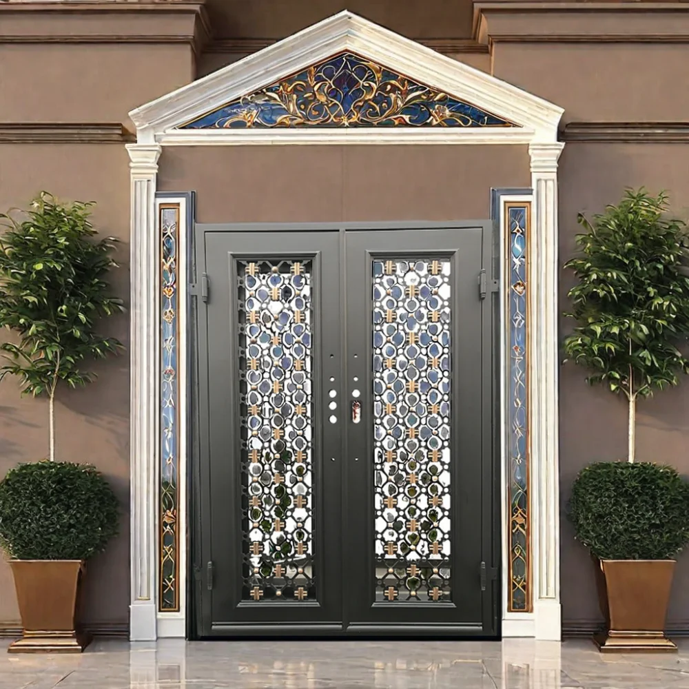 Double Entry Wrought Iron Patio Doors - Durable & Stylish