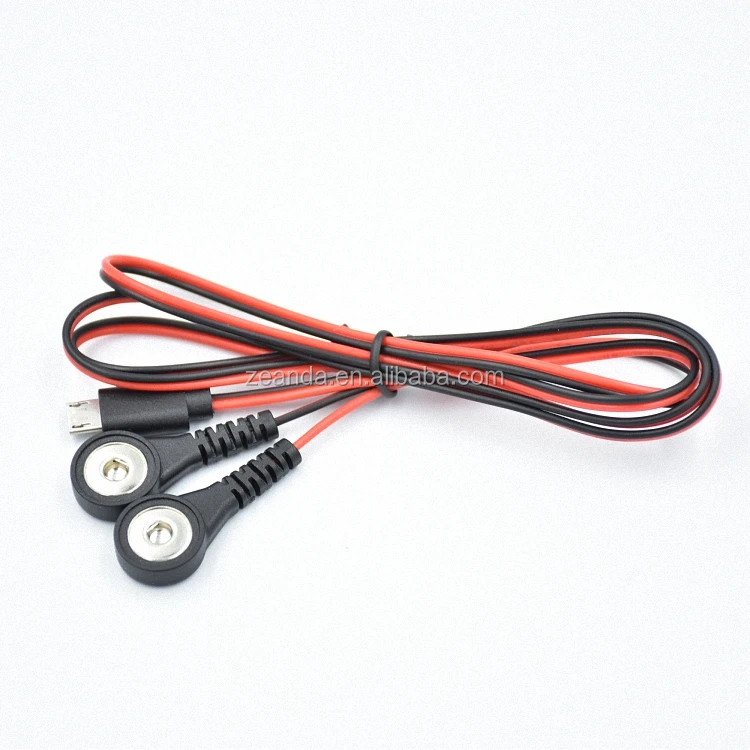 2 Lead Ecg Cable Ecg Electrode Button Ecg Cable Micro Male To 4.0mm ...