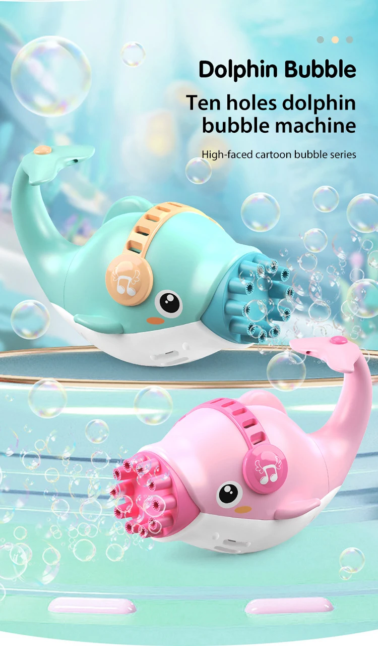 Allogogo Cartoon Dolphin Bubble Gun 10 Holes Bubble Machine Summer ...
