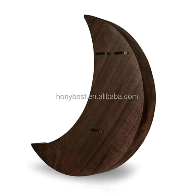 Vintage Moon Shelf with Stairs - Burnt Wood Floating Shelves