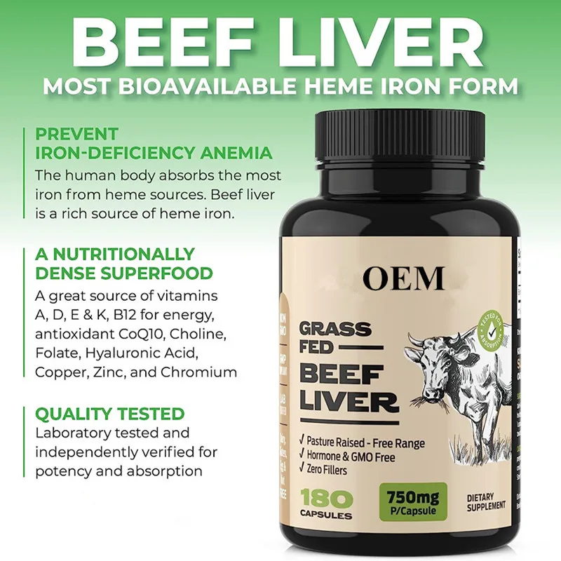 Oem/odm/obm Freeze Dried Organic Grass Fed Beef Liver Capsule Natural ...