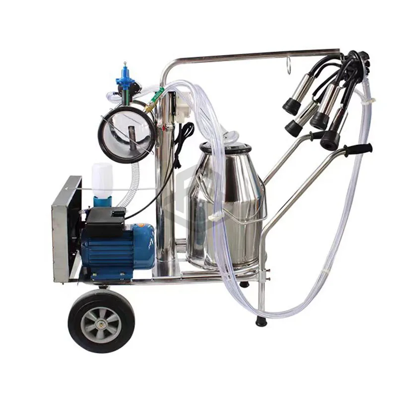 Mobile Milking Machine Single And Double Barrel Vacuum Pump Milking ...