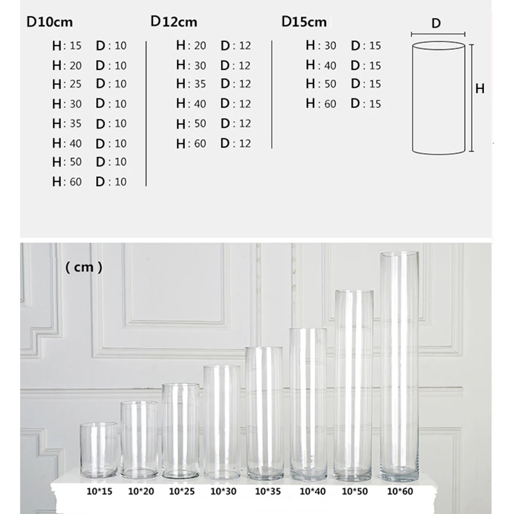Glass Cylinder Vases - Perfect for Wedding Centerpieces