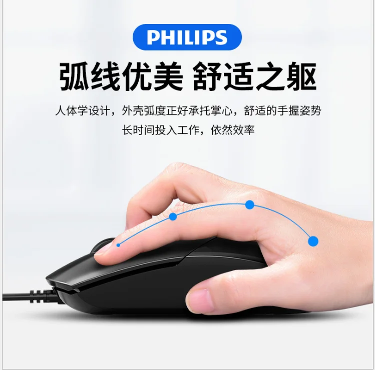 For Philips Spk7244 Wired Office Mouse M244 Notebook Desktop Computer Business Optical Usb Mouse ...