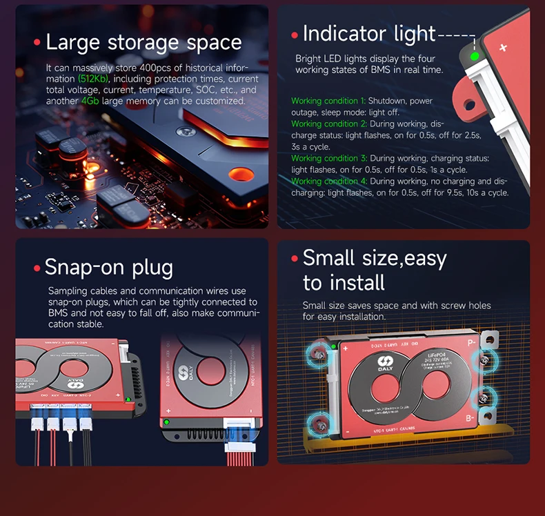 Daly Smart K Type Li-ion Lifepo4 Battery Bms 3s-24s 12v-72v 40a-100a ...
