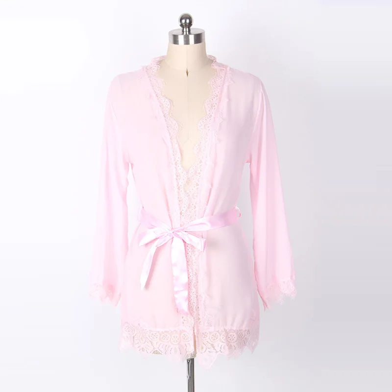2-piece Transparent Sexy Robe Night Dresses for Woman