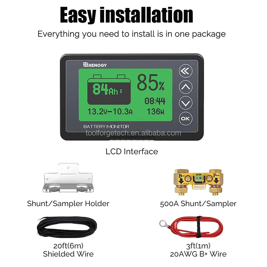 Renogy 500A Battery Monitor High Current Detection and Accurate Battery ...