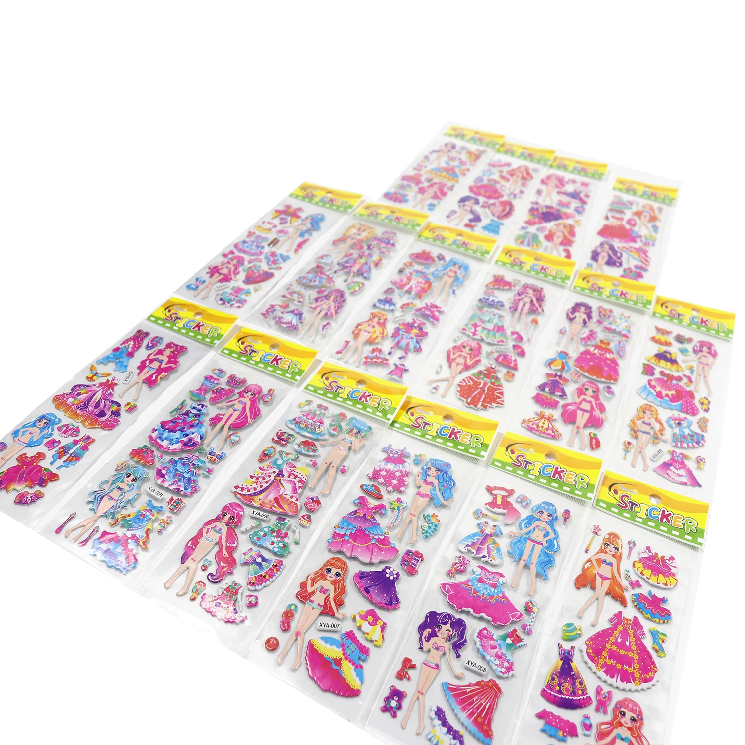Wholesale Cartoon Girl Dress up Puffy Stickers - Waterproof 3D Stickers ...