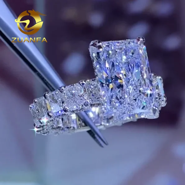 Wedding Ring Oval Crushed Ice Cut Luxury Design Full Moissanite Band 925silver 1 Engagement Ring ...