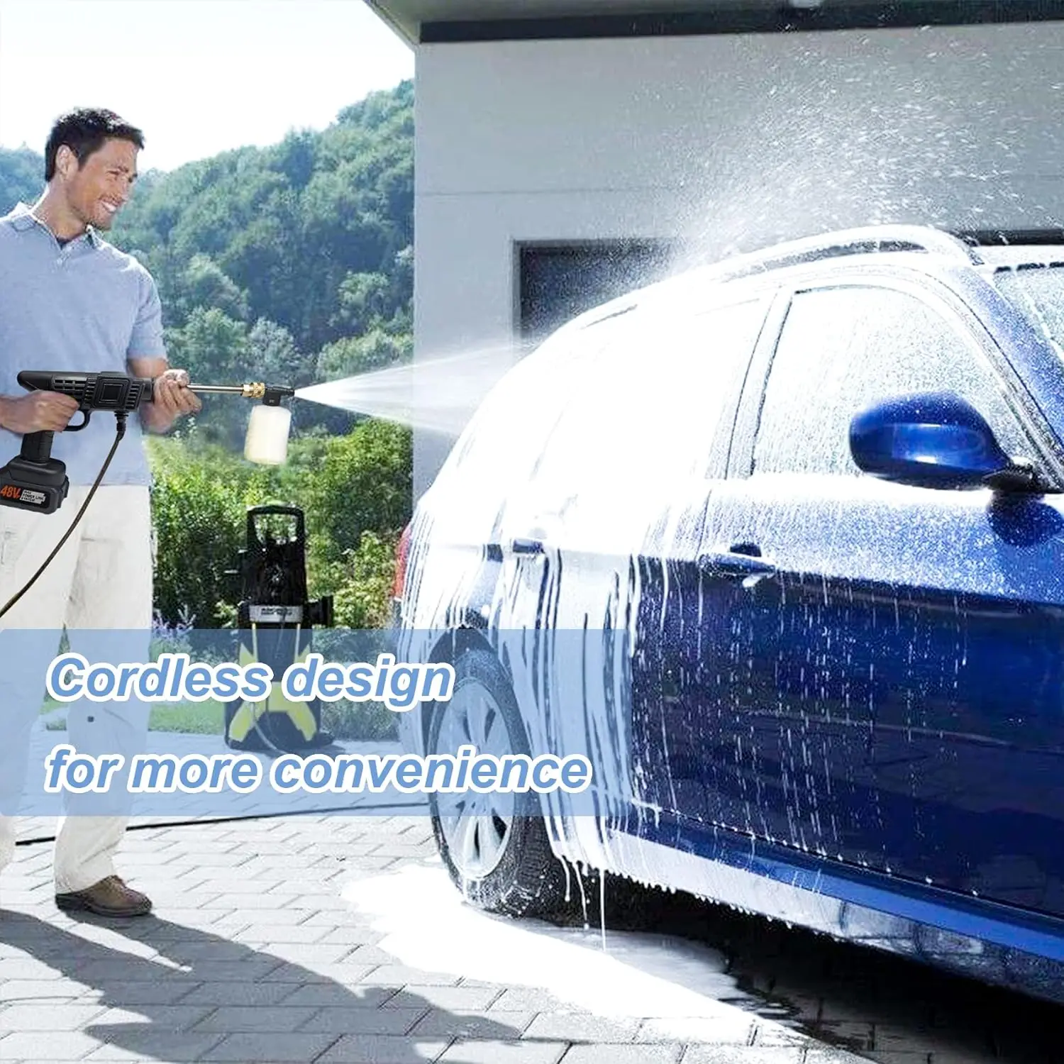 21v High Pressure Cordless Car Washer - Portable & Efficient