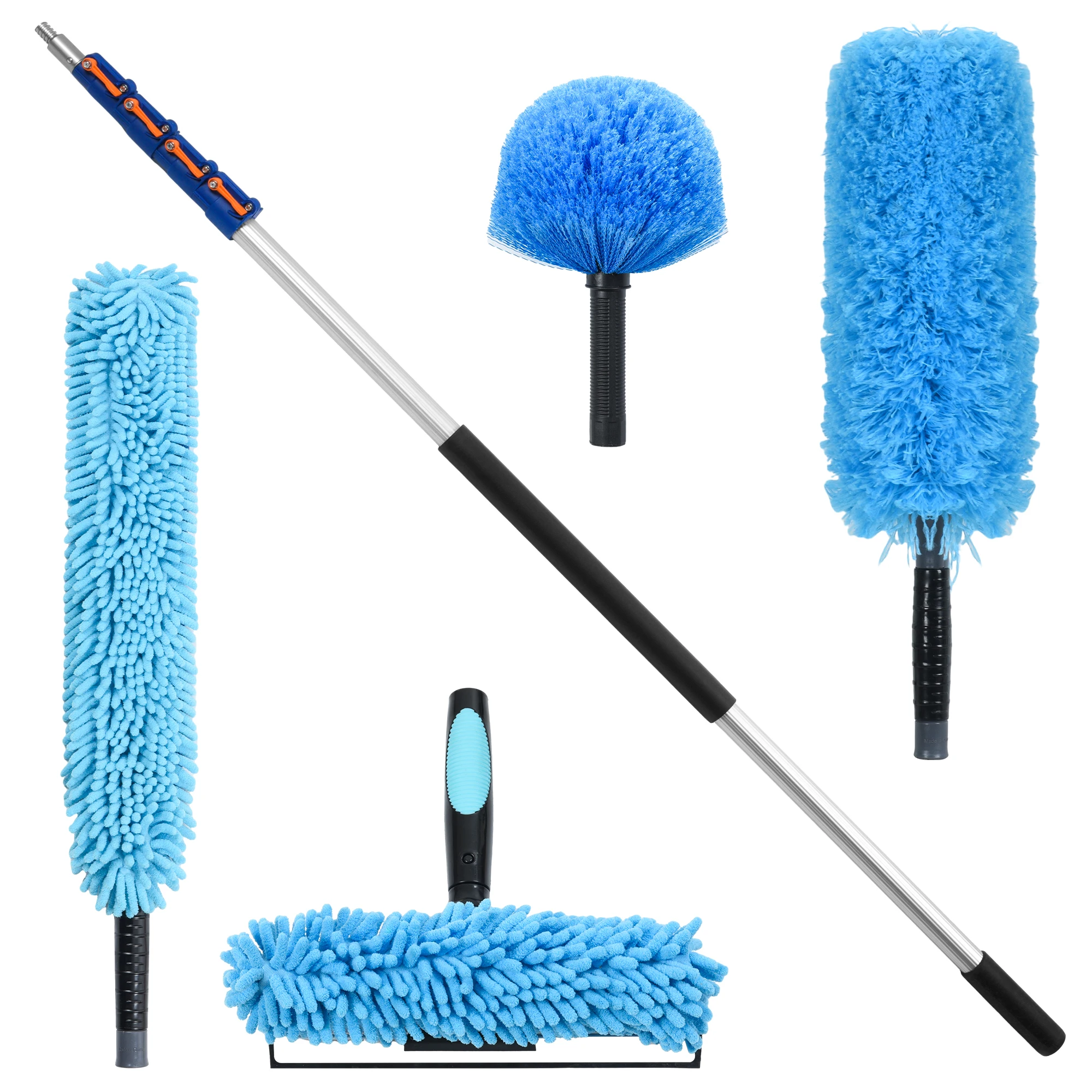 Long Handle Cleaning Brush Duster Kit With 6-24 Foot Telescopic ...