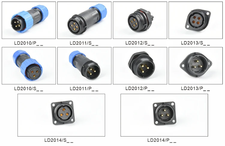 Waterproof connector male/female connector LD20-2/3/4/5/6/7 core industrial aviation plug socket ...