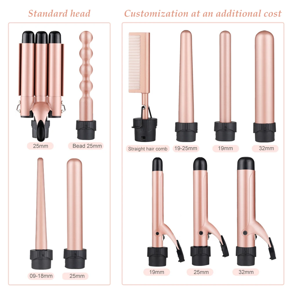 Interchangeable Led Display Curling Iron Rotating Electric Ceramic Home Using Travel Curling ...