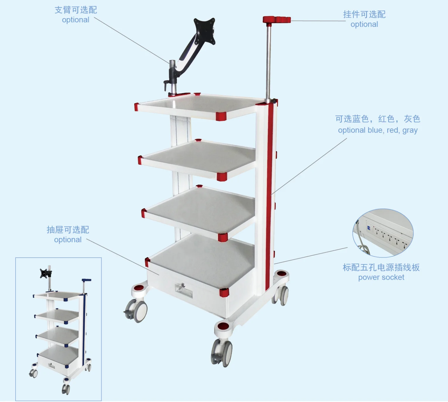 Hospital Mobile Endoscopy Cart - Instrument Trolley Uses