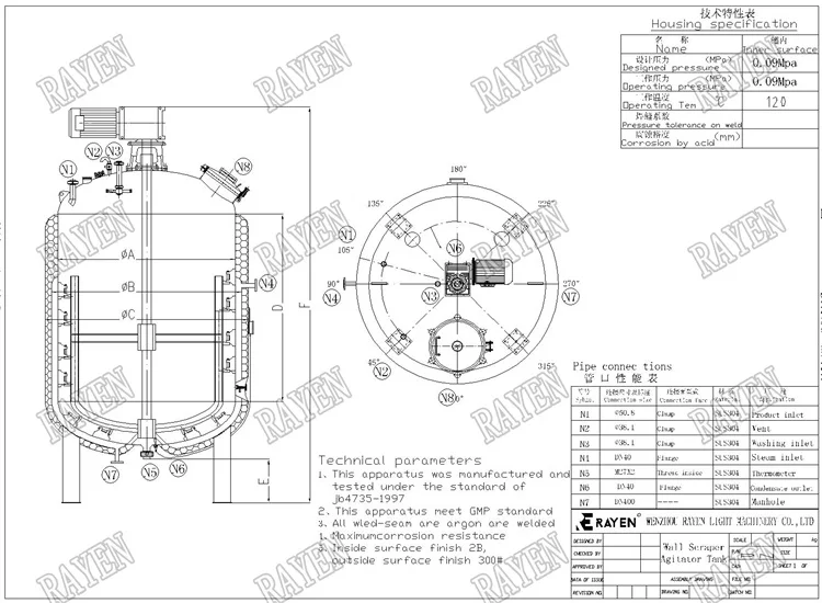 Sanitary Stainless Steel Double Jacket Tank Steam Jacketed Vessel ...