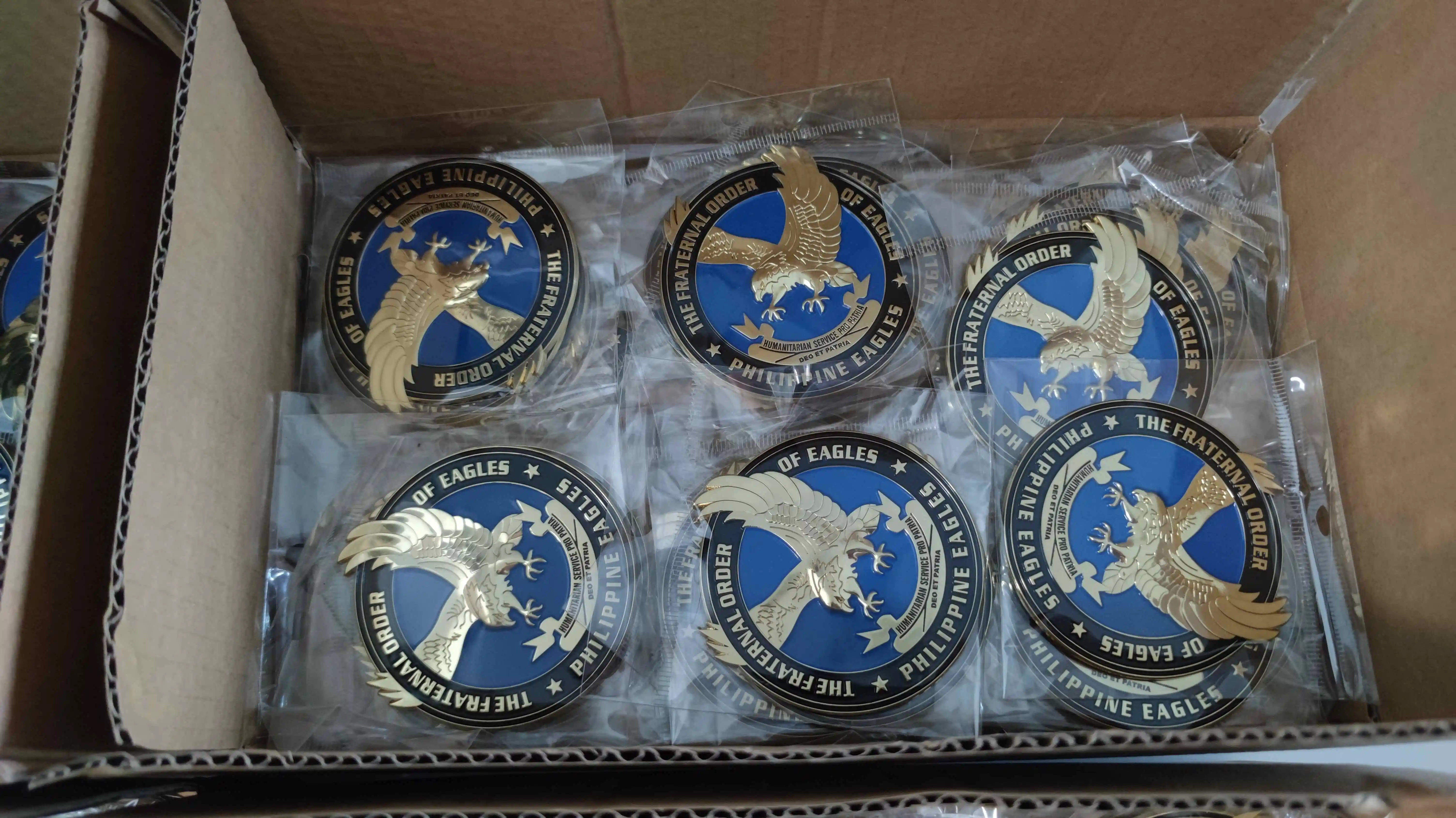 Custom Zinc Alloy Philippine Mason Emblem 3" Gold Blue Cut Out Knights ...