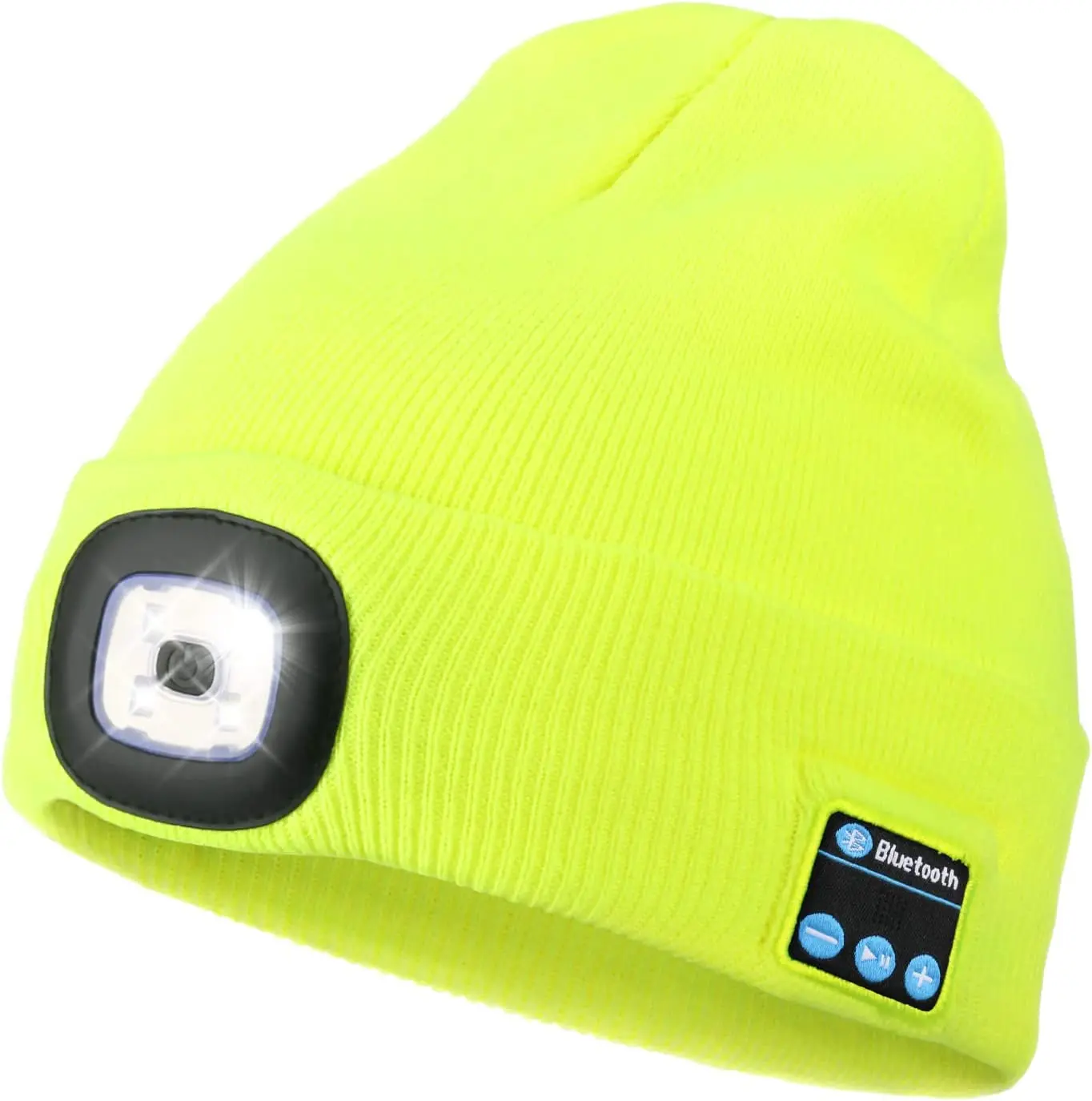 Bluetooth Beanie Hat with Light Unisex USB Rechargeable 4 LED Headlamp ...