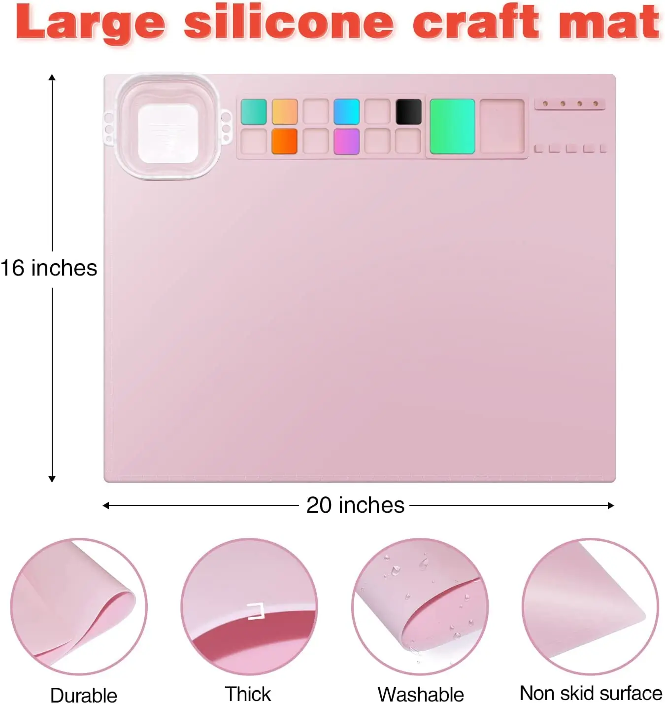 20"x16" Large Easy Clean Silicone Drawing Craft Mat Non Stick Sheet Art ...