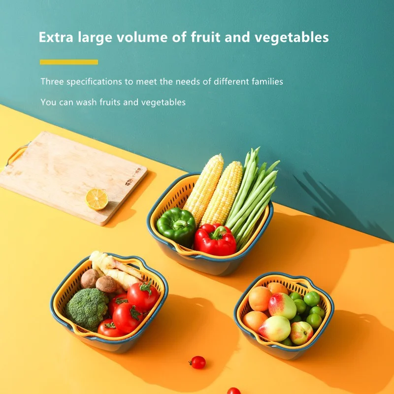 Multi-Purpose Kitchen Vegetable Washing Food Container Drain Basket ...